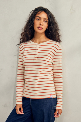 Wrangler Henley Striped Waffle Knit Top | Urban Outfitters UK