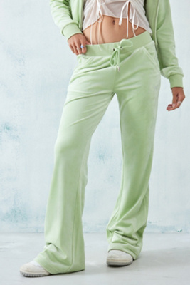 Juicy Couture Green Low-Rise Velour Flare Track Pants | Urban Outfitters UK