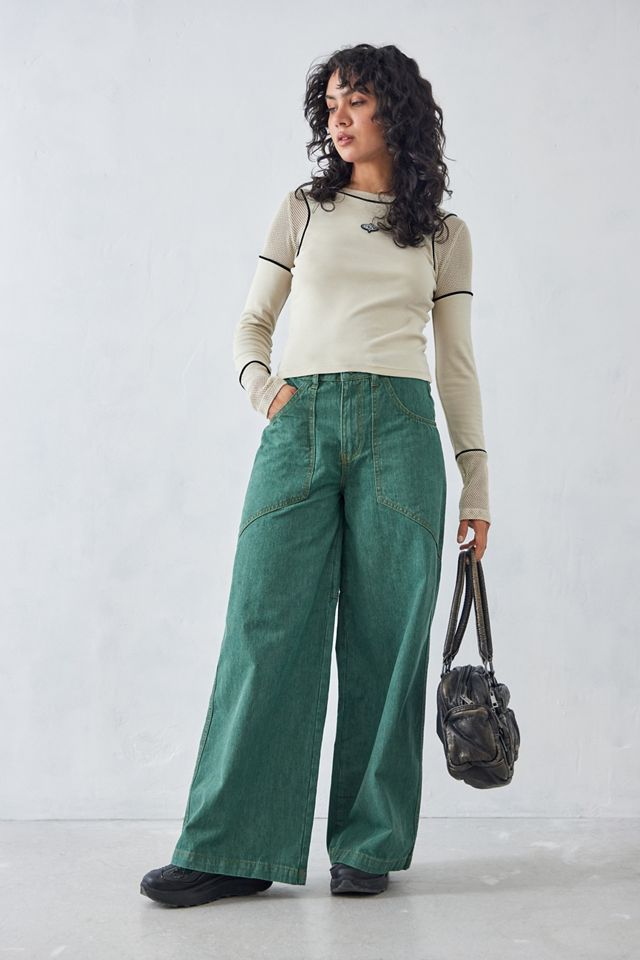 Basic Pleasure Mode Moss Green Cave Jeans | Urban Outfitters UK