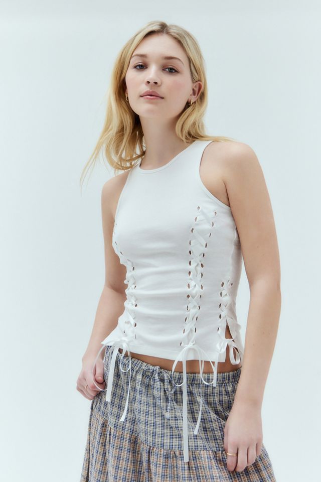 Basic Pleasure Mode Pointe Lace-Up Tank Top | Urban Outfitters UK