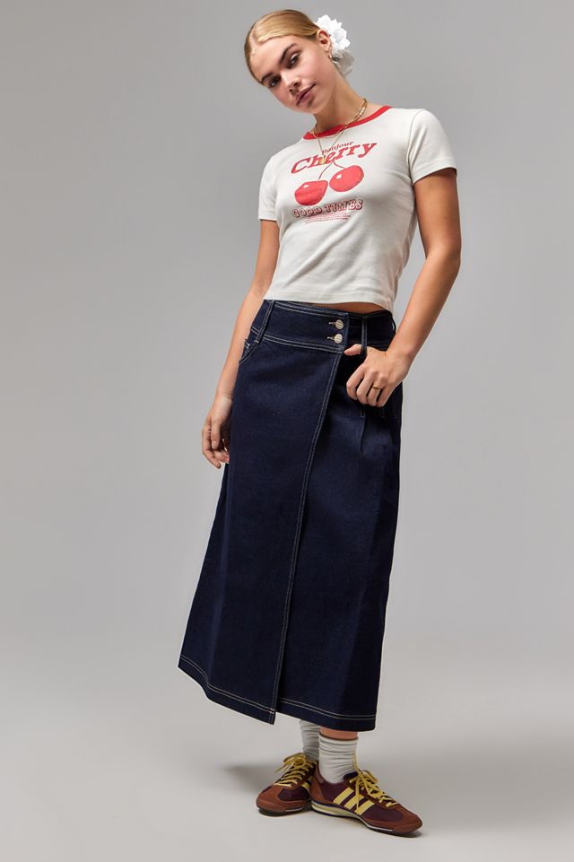 Damson Madder Raye Denim Midi Skirt | Urban Outfitters UK