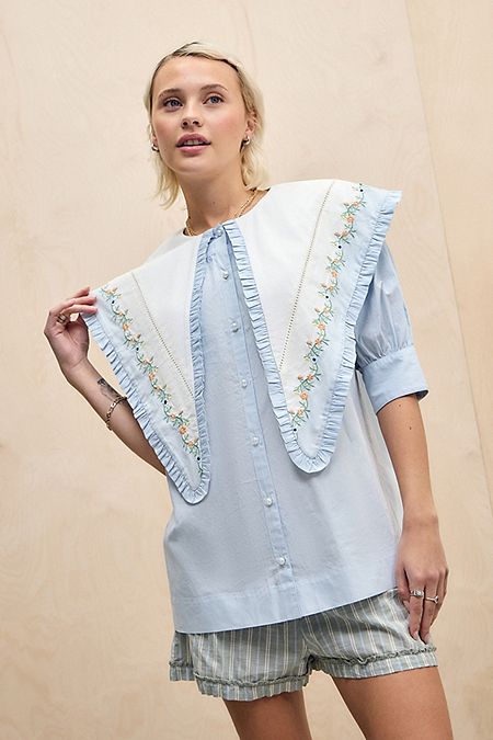 Damson Madder White Elise Sailor Blouse | Urban Outfitters UK Damson Madder White Elise Sailor Blouse | Urban Outfitters UK
