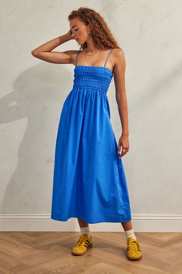 Faithfull The Brand Marieka Blue Midi Dress | Urban Outfitters UK
