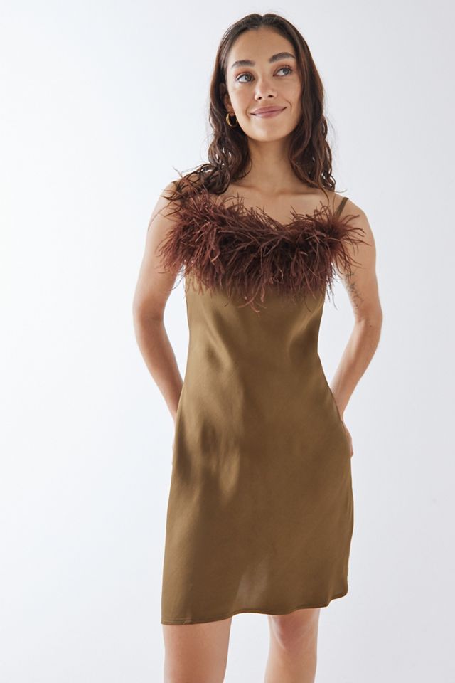 Sleeper Whiskey Brown Boheme Mini Slip Dress | Urban Outfitters UK