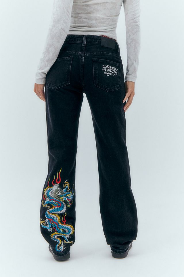 Ed Hardy Dragon Flame Straight Leg Jeans | Urban Outfitters UK