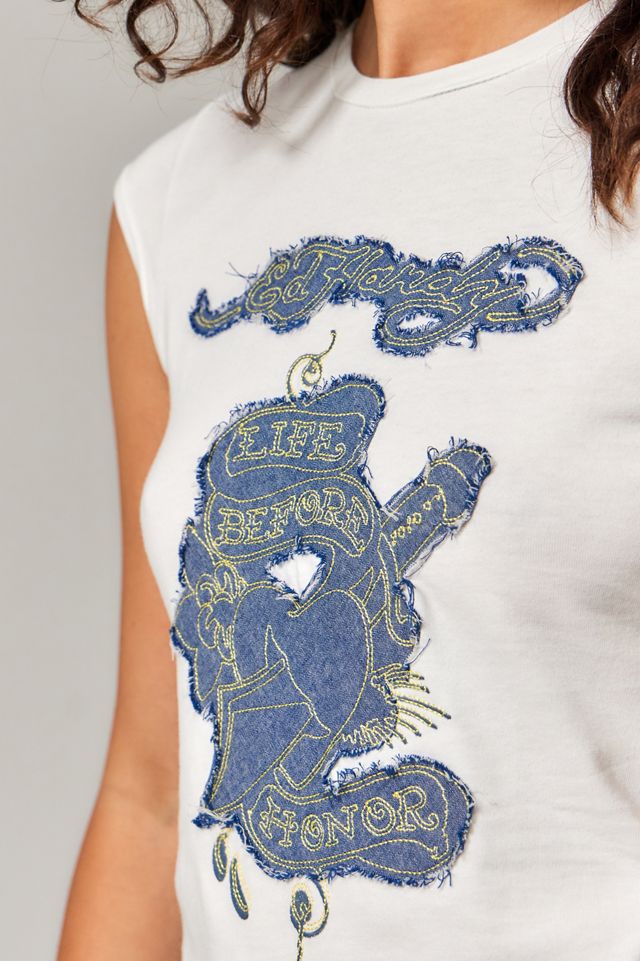 Ed Hardy White Cap Sleeve Baby T-Shirt | Urban Outfitters UK