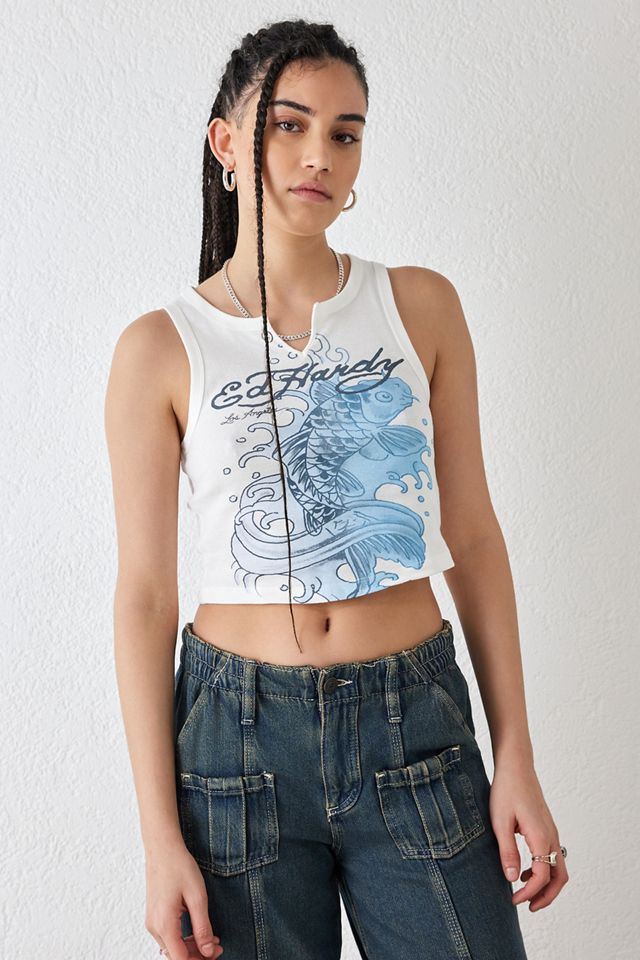 Ed Hardy Love Fish Notched Tank Top | Urban Outfitters UK