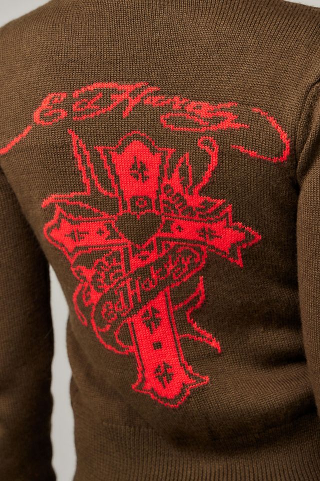 Ed Hardy UO Exclusive Heart Cross Cardigan | Urban Outfitters FR