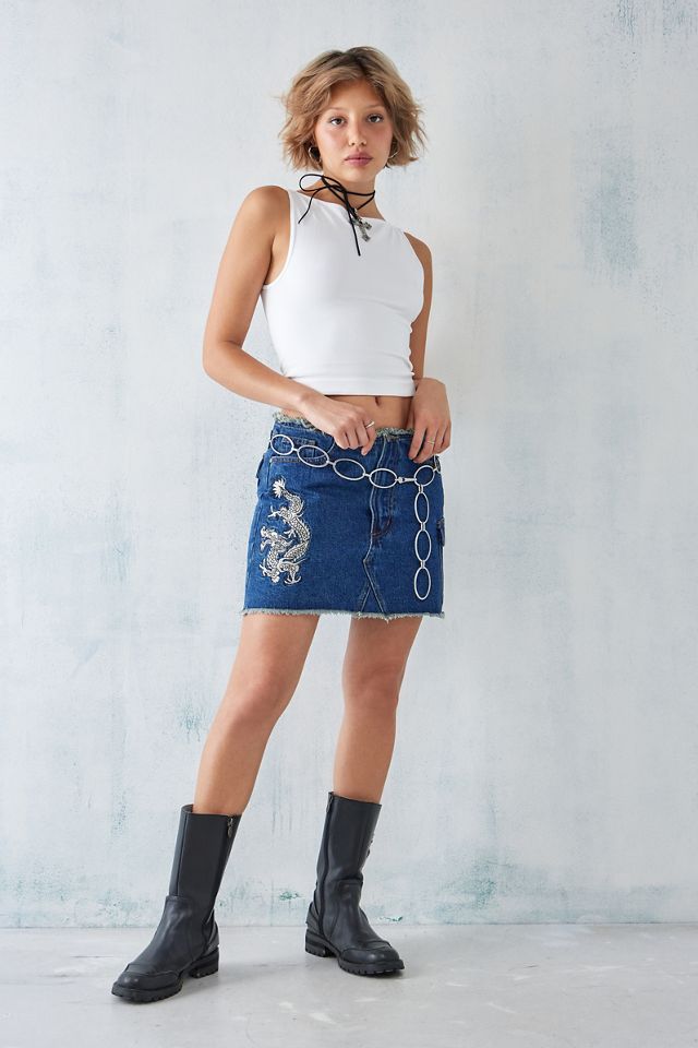 Ed Hardy Raw Hem Denim Mini Skirt | Urban Outfitters UK