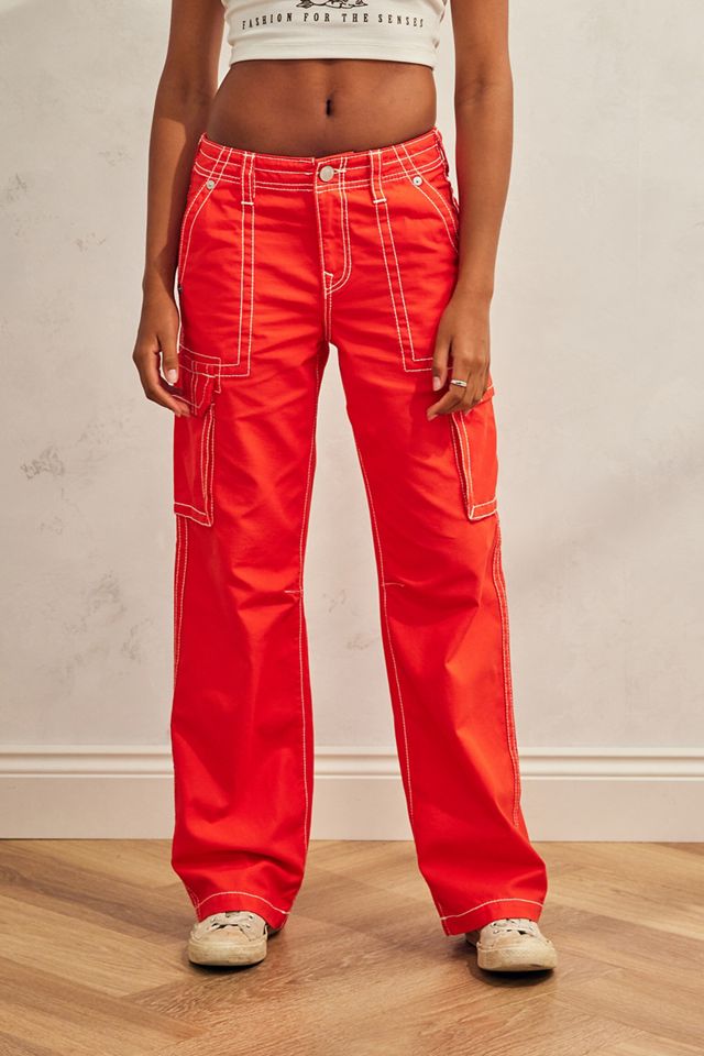 True Religion UO Exclusive Big T Red Cargo Pants | Urban Outfitters UK