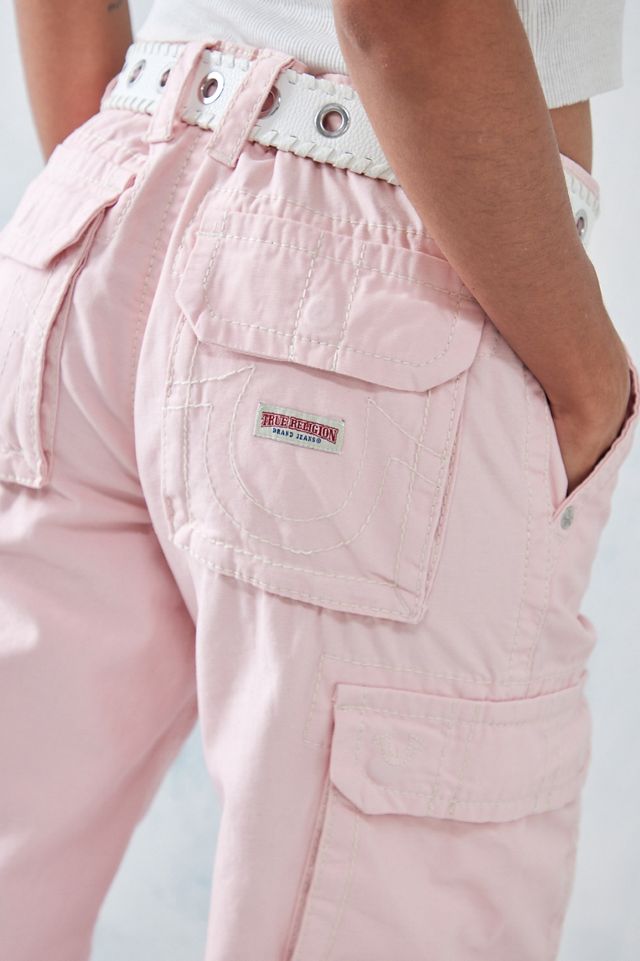True Religion UO Exclusive Big T Pink Cargo Pants | Urban Outfitters UK