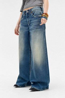 True Religion Jessie Wing Baggy Flap Jeans | Urban Outfitters UK