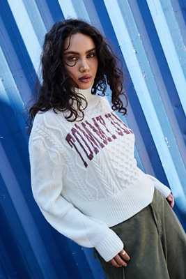 Tommy Jeans Collegiate Cable Knit Jumper | Urban Outfitters UK