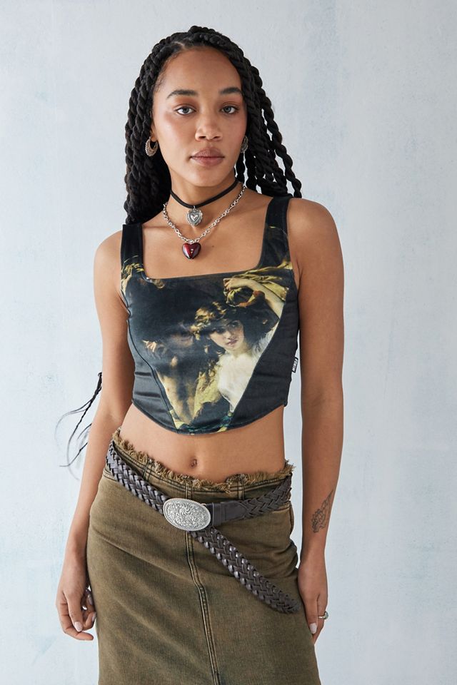 Minga London Arieta Black Velvet Corset | Urban Outfitters UK