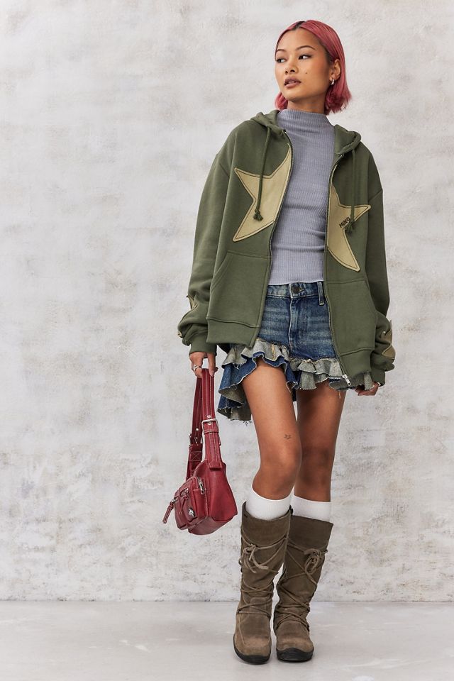 Minga London Green Celeste Star Hoodie | Urban Outfitters UK