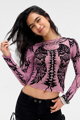 Minga London Staubrosa und Schwarzes Mesh-Top | Urban Outfitters DE