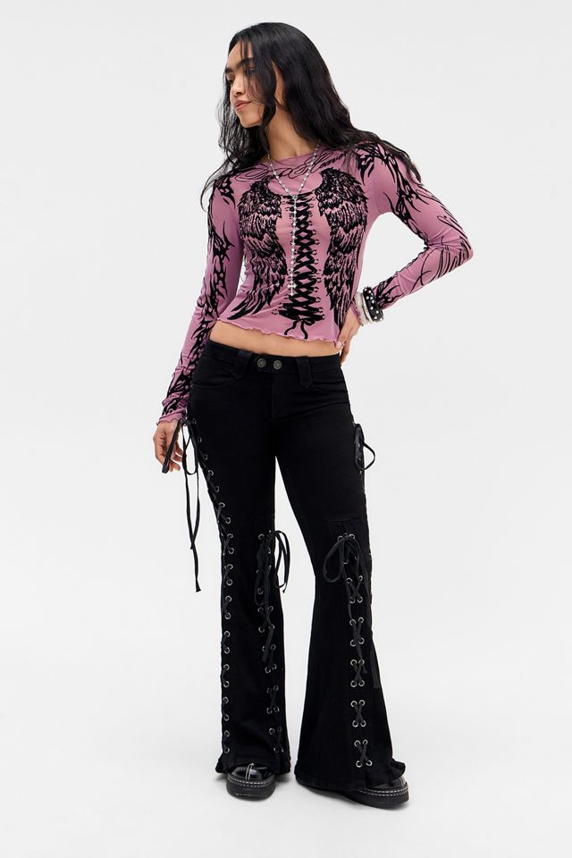 Minga London Staubrosa und Schwarzes Mesh-Top | Urban Outfitters DE