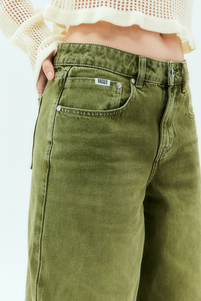 The Ragged Priest Washed Green Release Denim Shorts | Urban Outfitters UK