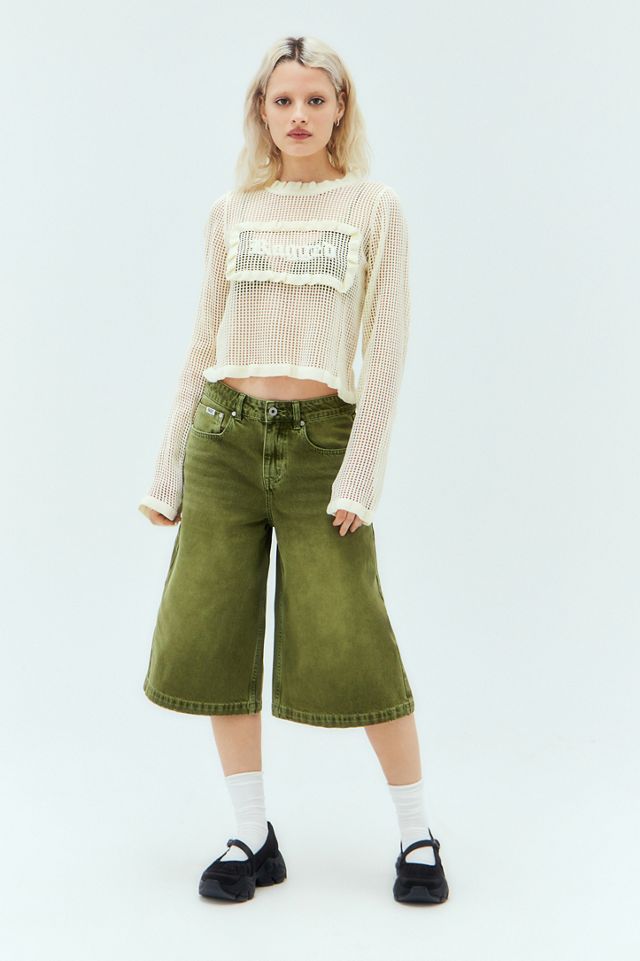 The Ragged Priest Washed Green Release Denim Shorts | Urban Outfitters UK