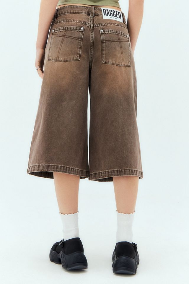 The Ragged Priest Washed Brown Release Denim Shorts | Urban Outfitters UK
