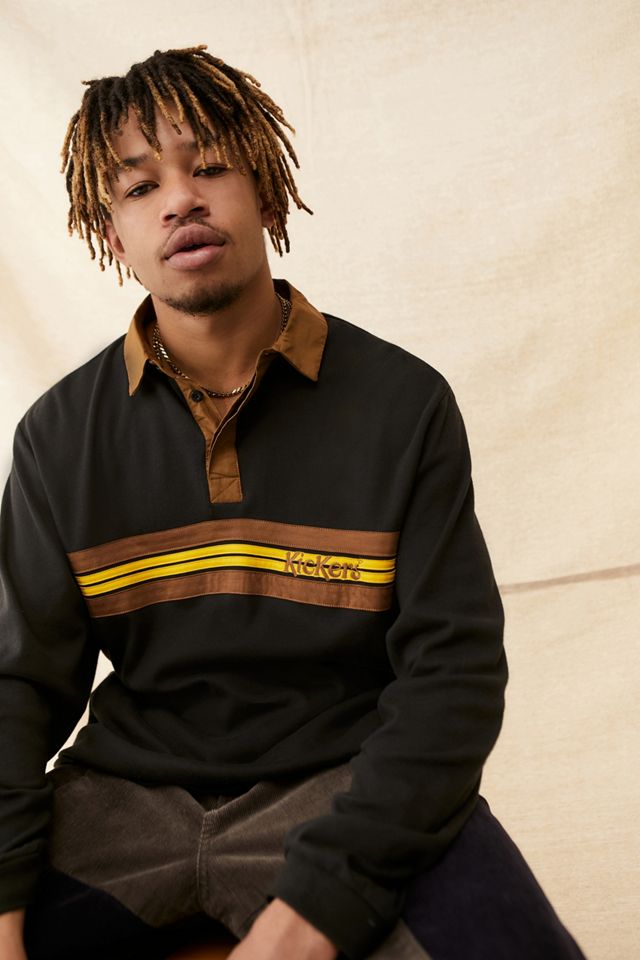 Kickers Black & Brown Rugby Polo Shirt | Urban Outfitters UK
