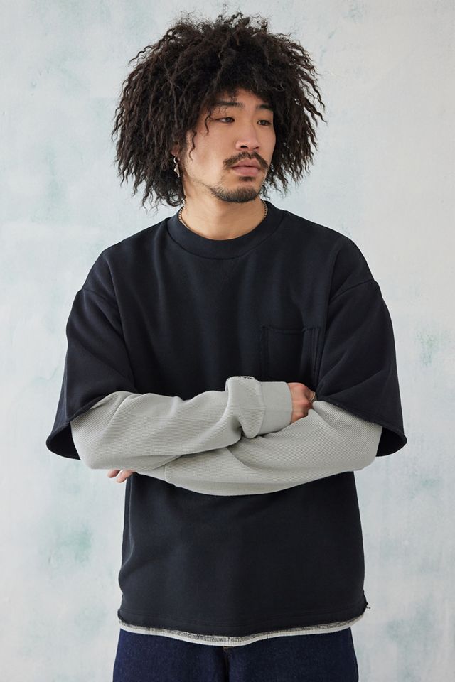 Jaded London Washed Black Double Layer T-Shirt | Urban Outfitters UK
