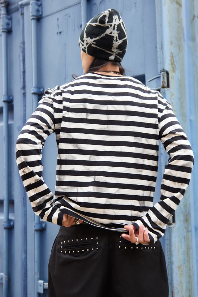 Jaded London Stripe Dirty Wash T-Shirt | Urban Outfitters UK