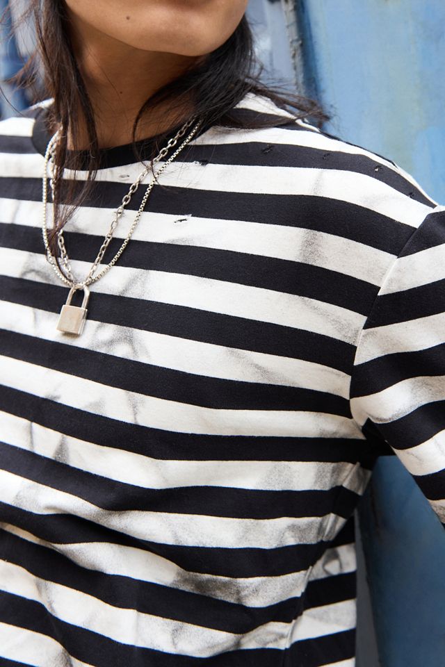 Jaded London Stripe Dirty Wash T-Shirt | Urban Outfitters UK