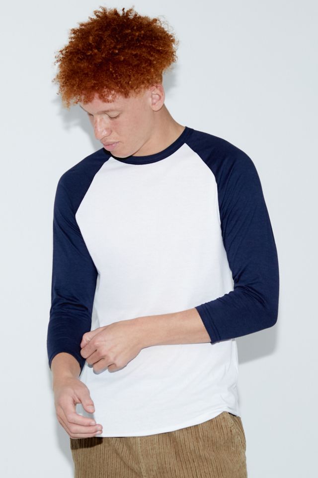 American Apparel White & Navy 50/50 Raglan T-Shirt | Urban Outfitters UK