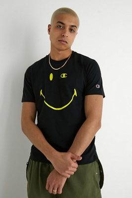 Champion X Smiley Black Smiley T-Shirt | Urban Outfitters UK