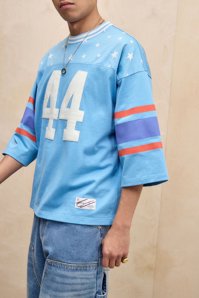 Champion Blue 60s Football T-Shirt | Urban Outfitters UK