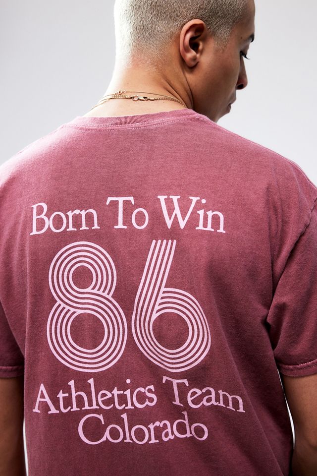 UO Burgundy Born To Win T-Shirt | Urban Outfitters UK