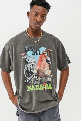 UO Black It's All Natural T-Shirt | Urban Outfitters UK