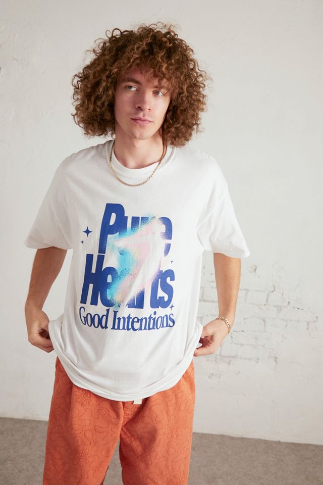 UO White Pure Hearts Good Intentions T-Shirt | Urban Outfitters UK