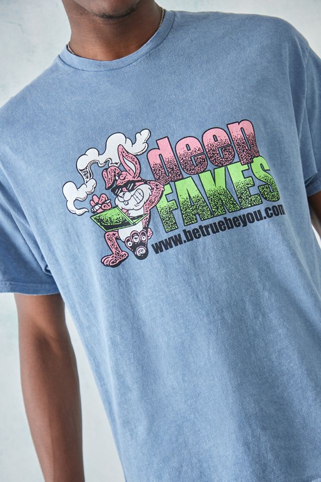 UO Washed Blue Deep Fakes T-Shirt | Urban Outfitters UK