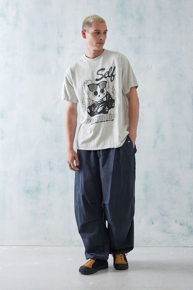UO Ecru Self Destruct T-Shirt | Urban Outfitters UK