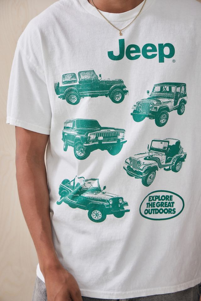UO White Jeep T-Shirt | Urban Outfitters UK