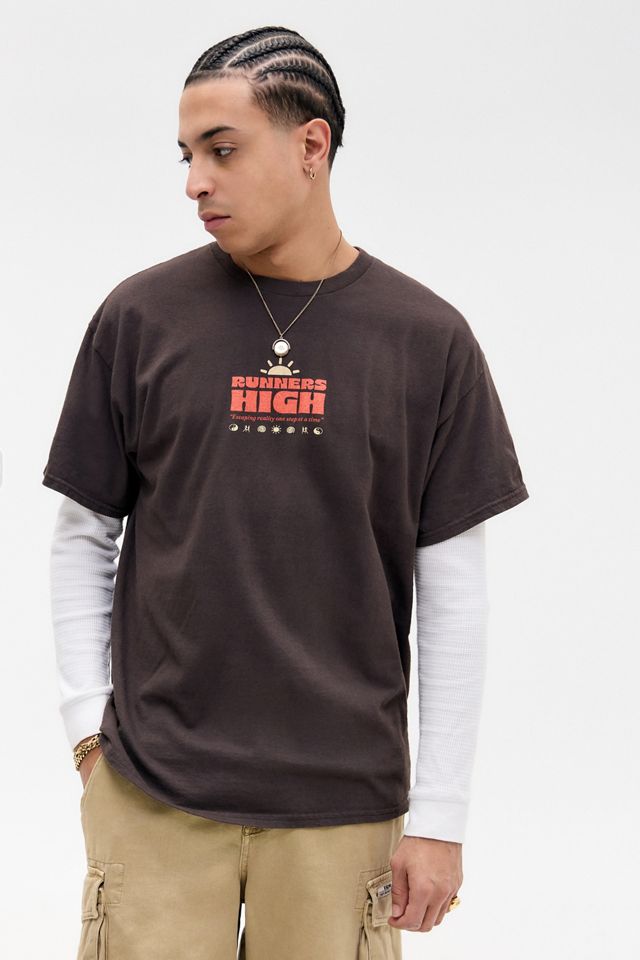 UO Brown Runners High T-Shirt | Urban Outfitters UK