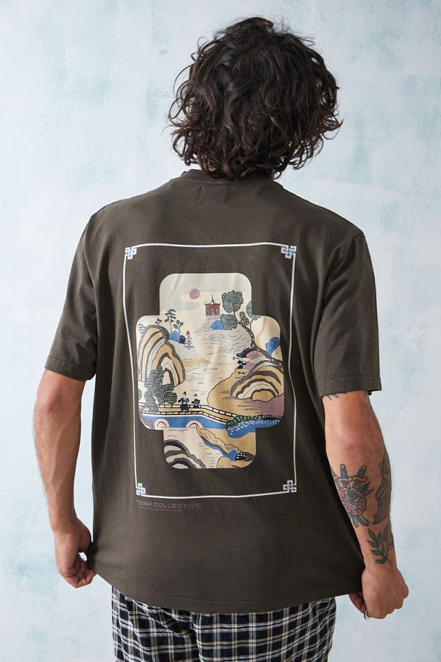 Temp Collective UO Exclusive Brown Village T-Shirt | Urban Outfitters UK