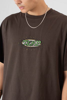 Temp Collective UO Exclusive Brown Slogan T-Shirt | Urban Outfitters UK