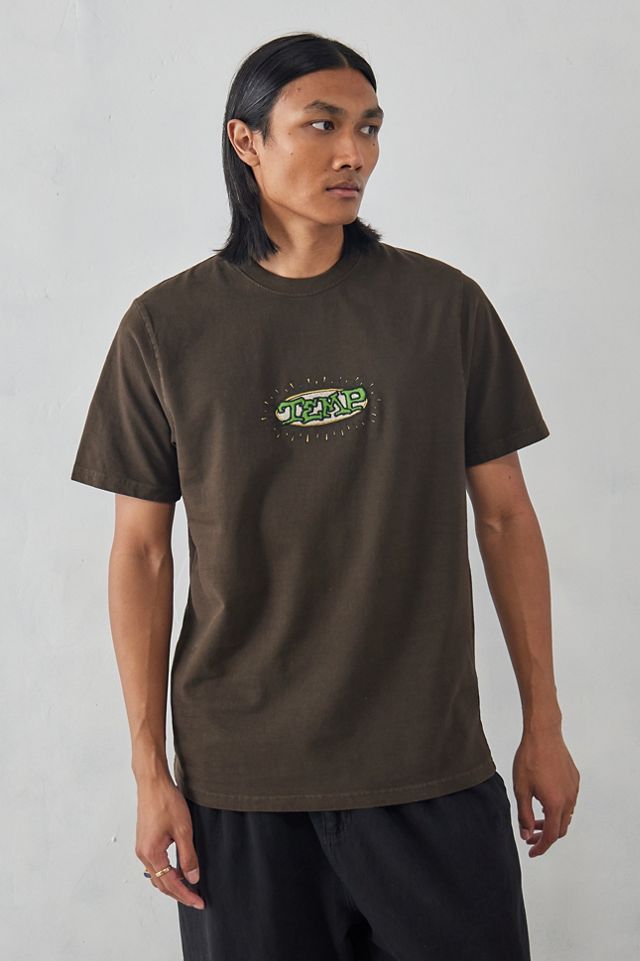 Temp Collective UO Exclusive Brown Slogan T-Shirt | Urban Outfitters UK