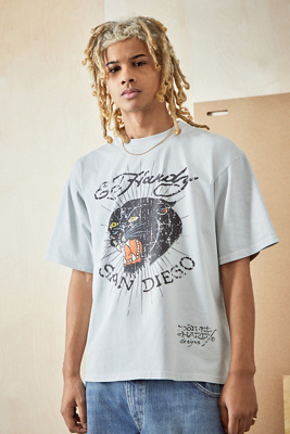 Ed Hardy Grey Panther San Diego T-Shirt | Urban Outfitters UK
