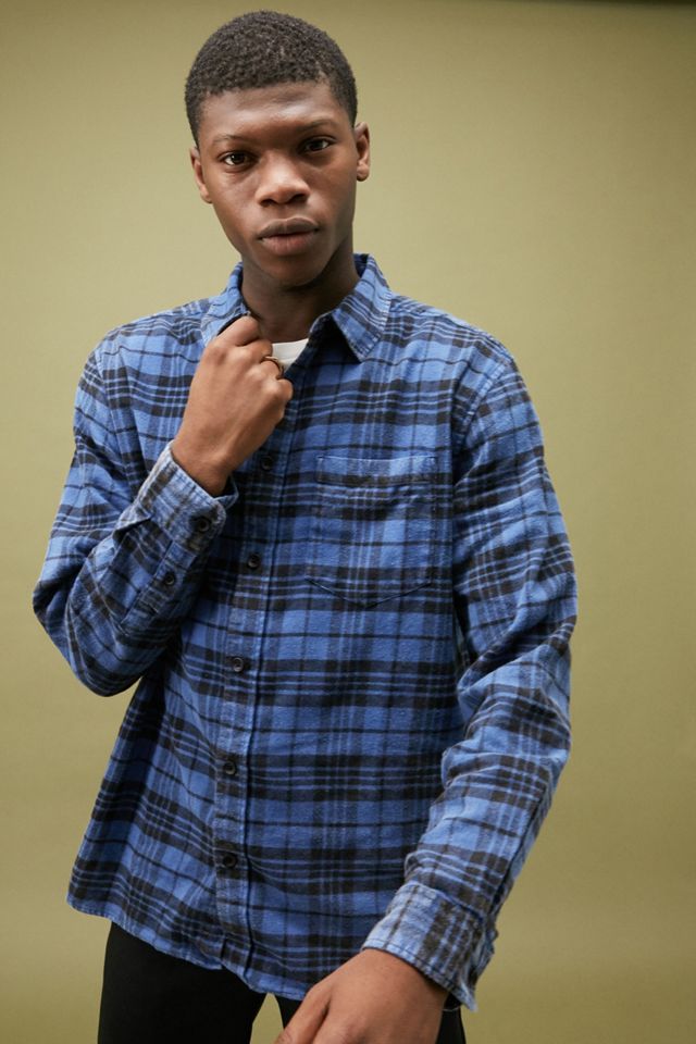 UO Blue Overdyed Acid Wash Check Shirt | Urban Outfitters UK