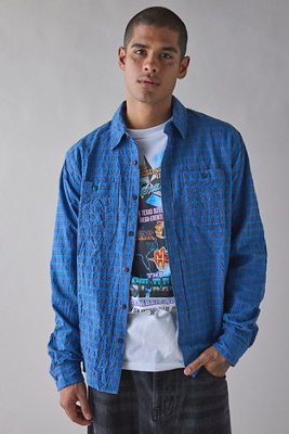 Camisa de Manga Larga a Cuadros Texturizados Azul BDG | Urban Outfitters ES