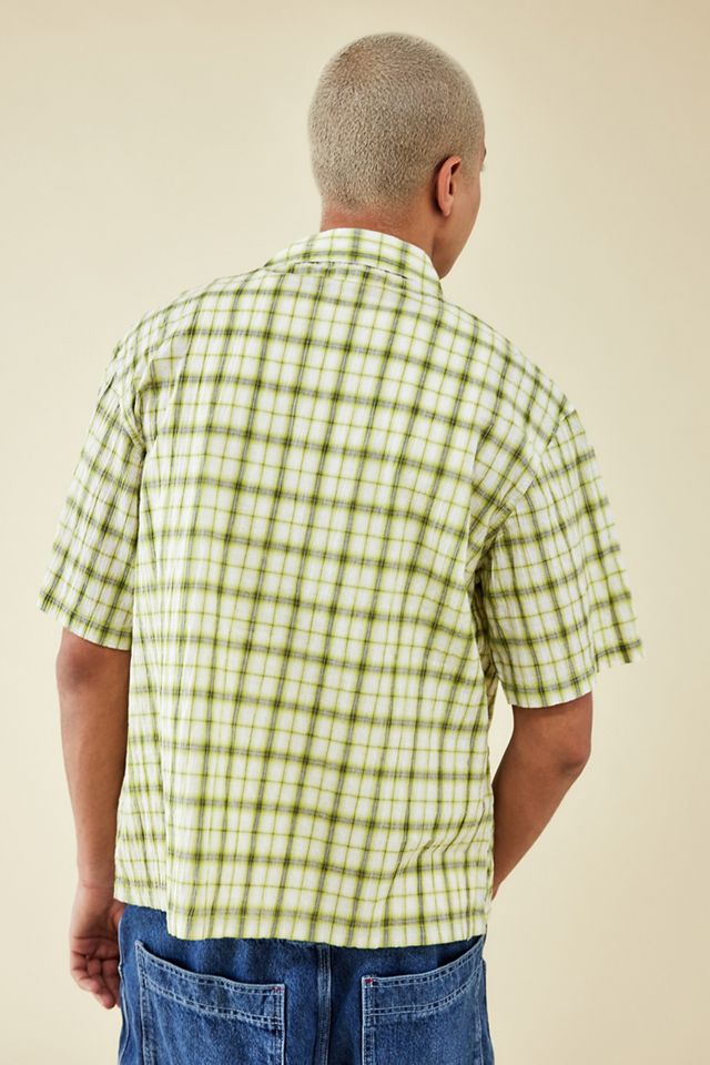 BDG Plissé Green Check Shirt | Urban Outfitters UK