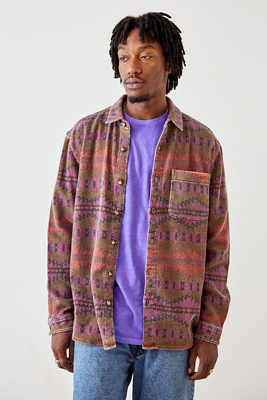 BDG Red Geometric Striped Shirt | Urban Outfitters UK