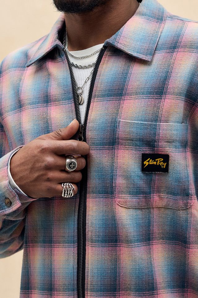 Stan Ray Pink & Teal Plaid Zip Shirt | Urban Outfitters UK