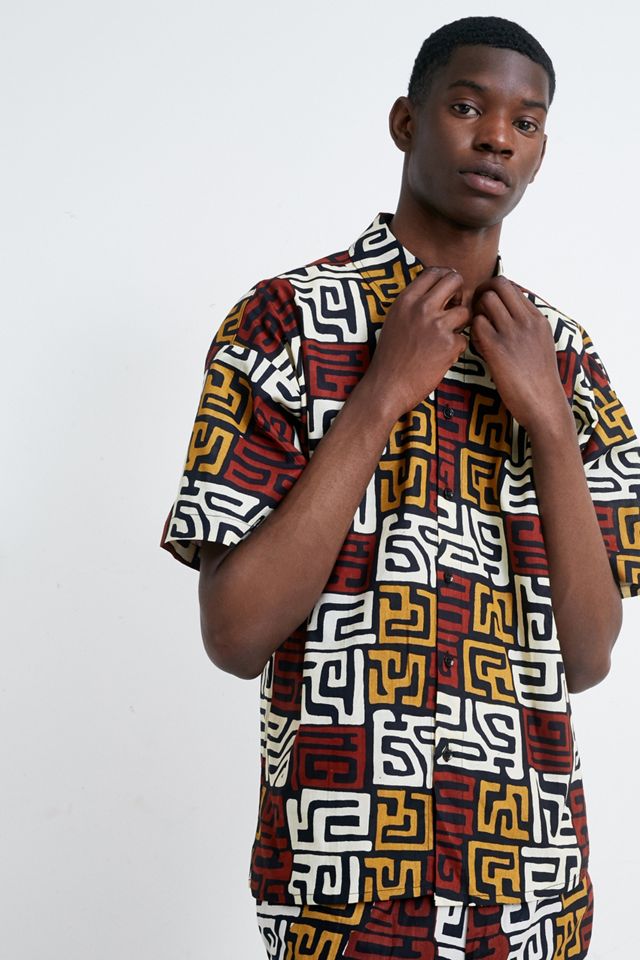 Mojo Kojo Maze Print Button-Through Souvenir Shirt | Urban Outfitters UK
