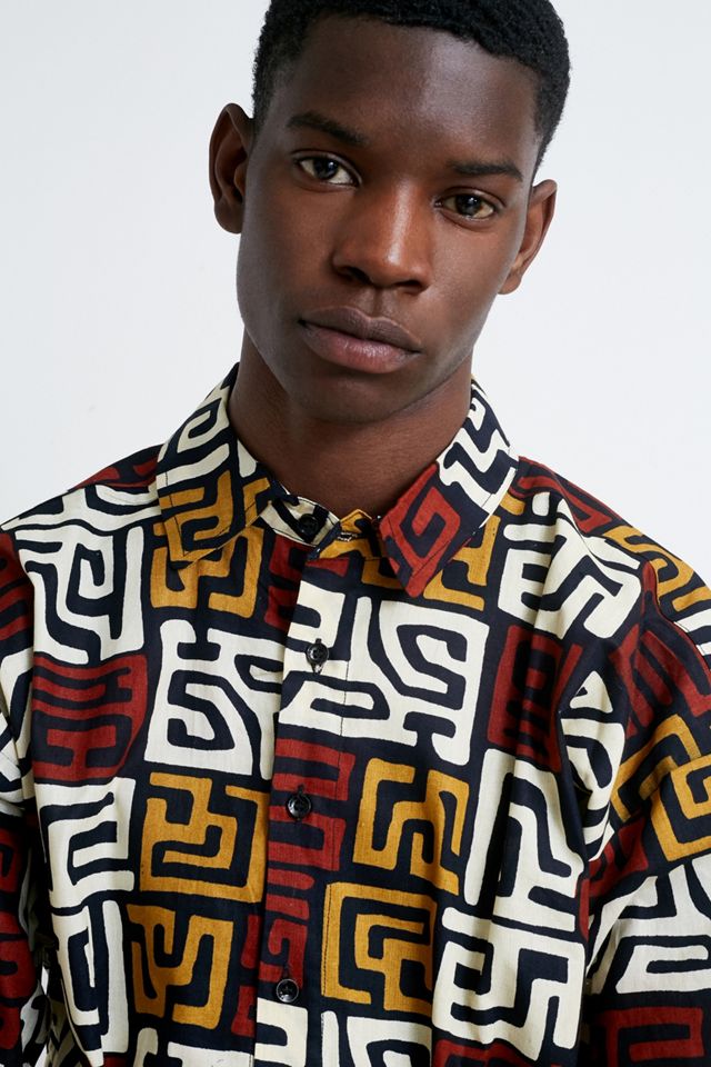 Mojo Kojo Maze Print Button-Through Souvenir Shirt | Urban Outfitters UK
