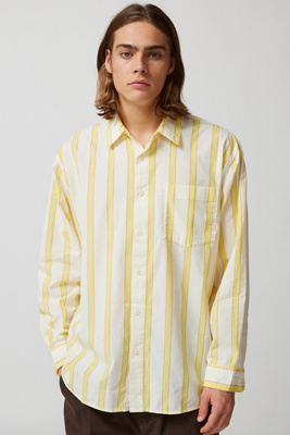 UO Yellow Corey Wide Stripe Shirt | Urban Outfitters UK